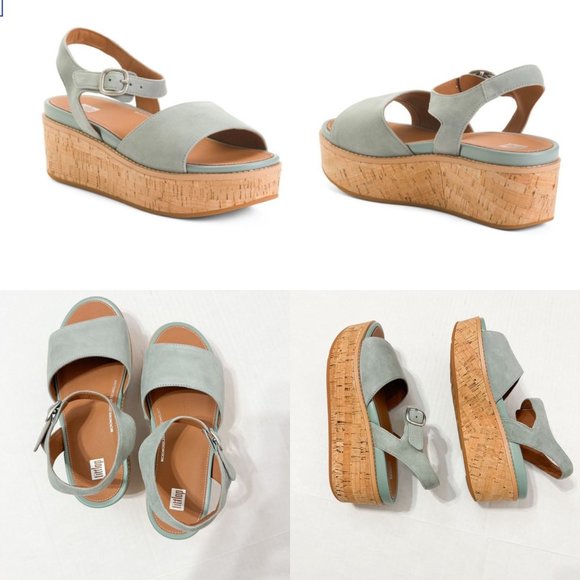 Fitflop | Shoes | Fitflop Nwb Sz 8 Cool Blue Suede Eloise Cork Wrap ...